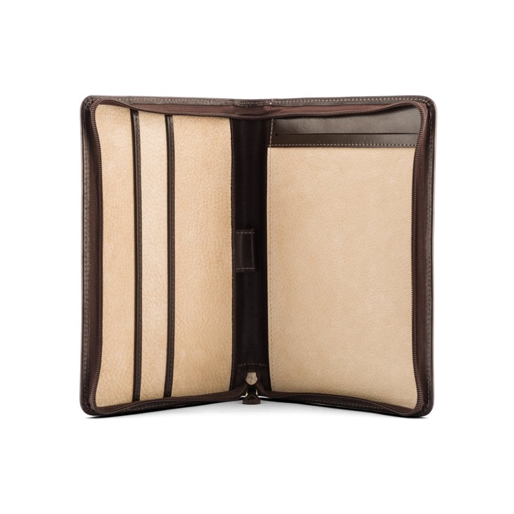Leather A5 Zip Around Padfolio, Brown | A5 Folders | SageBrown