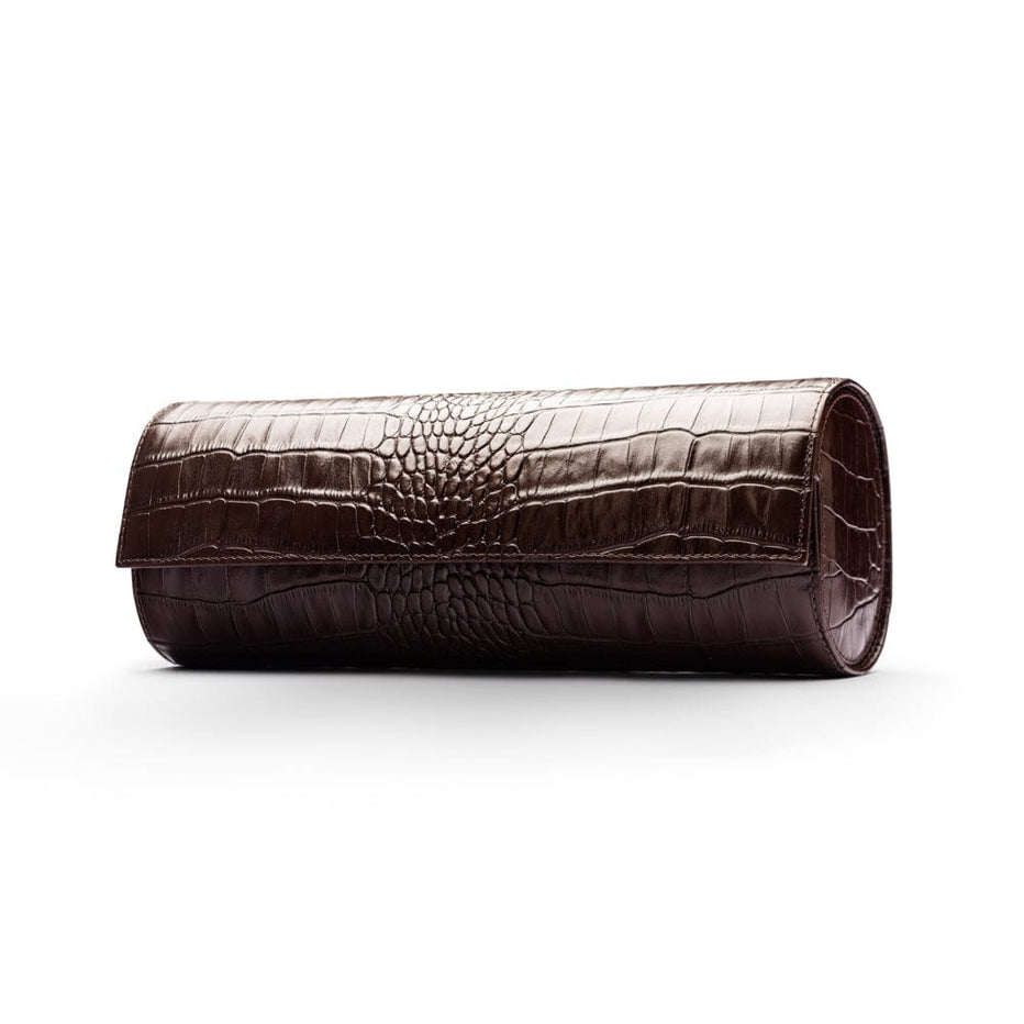 Quadruple Watch Roll, Brown Croc | Watch Rolls | SageBrown