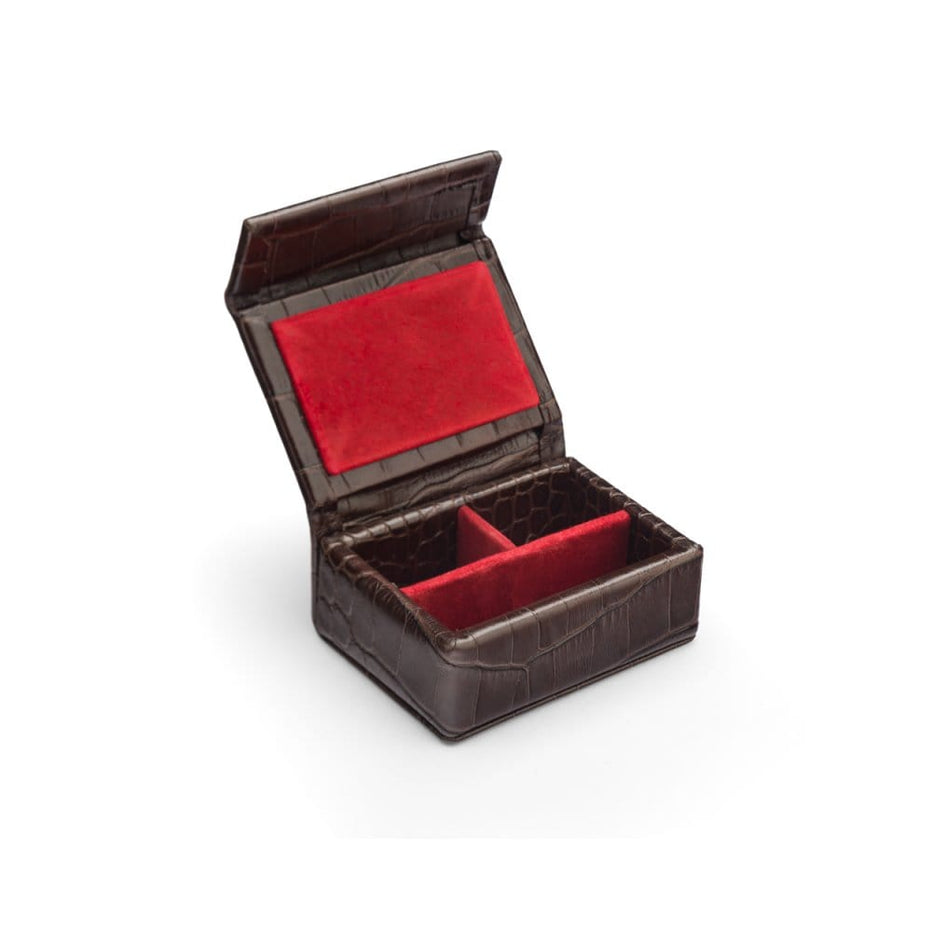 Small Leather Jewellery Box, Brown Croc | Accessory Boxes | SageBrown