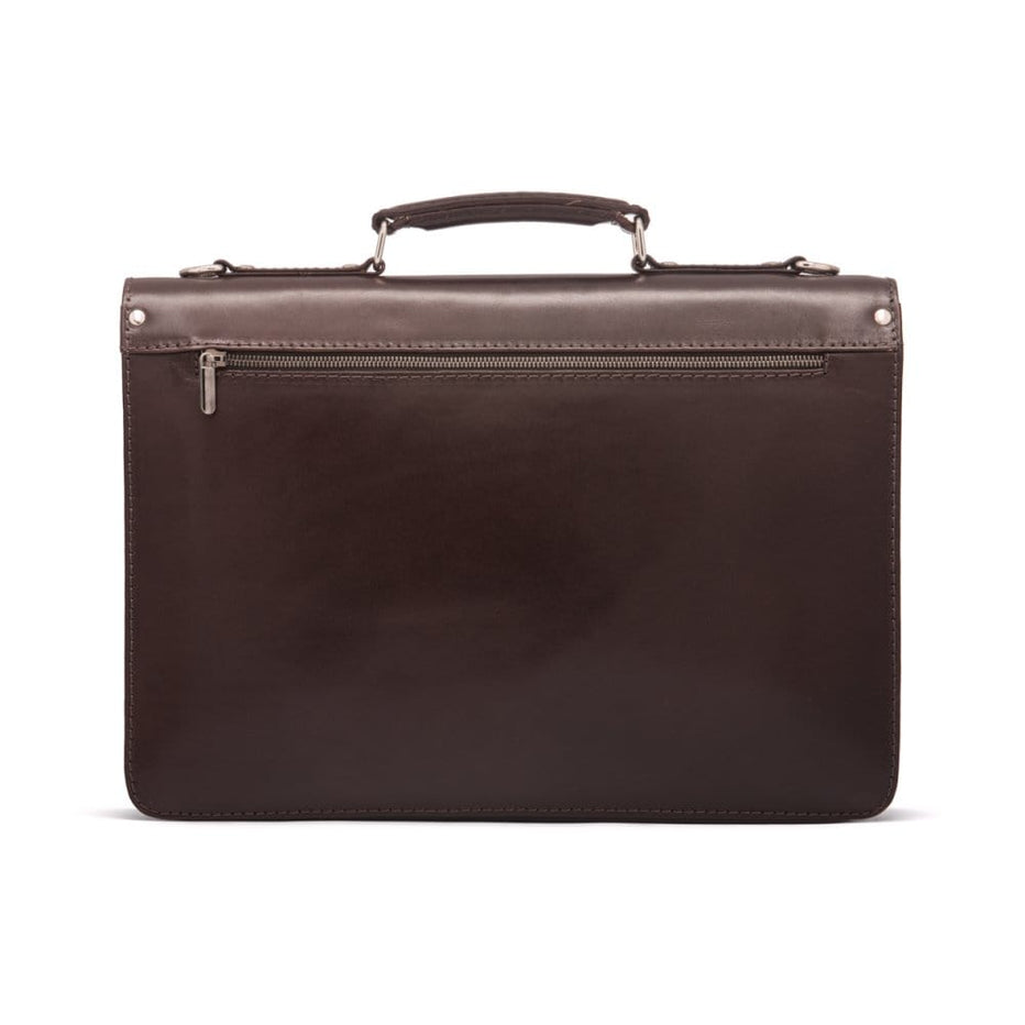 Leather Briefcase Silver Brass Lock, Brown | Briefcases | SageBrown