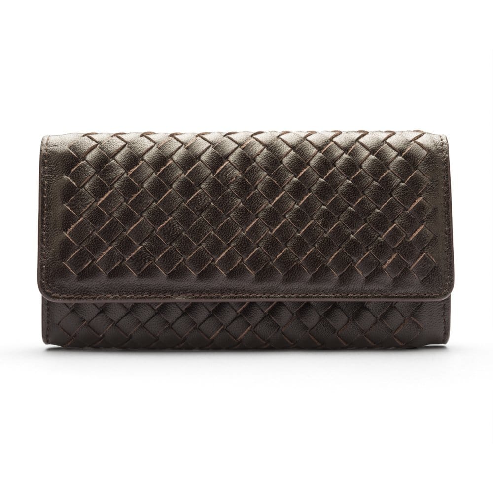 Woven Leather Concertina Purse, Brown | Purses | SageBrown