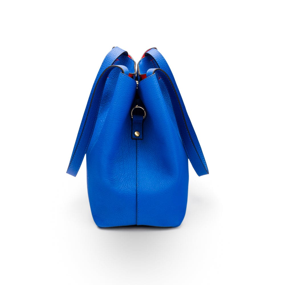 Leather Tote Shopper, Cobalt | Tote Bag | SageBrown