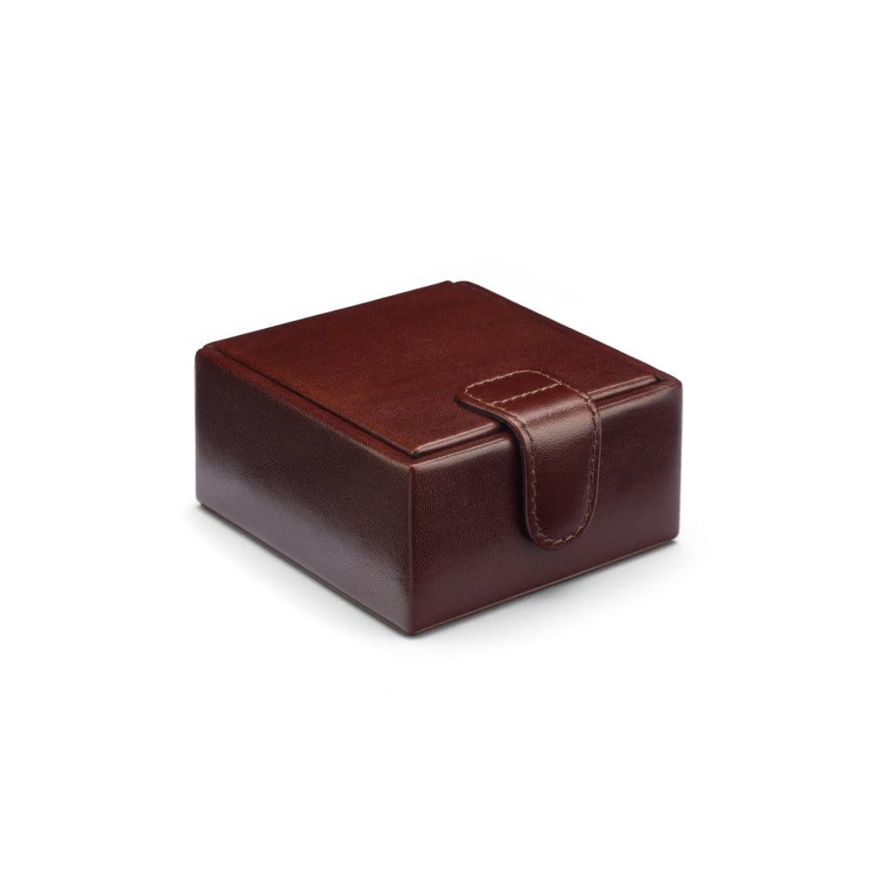 Small Leather Jewellery Box, Dark Tan | Accessory Boxes | SageBrown