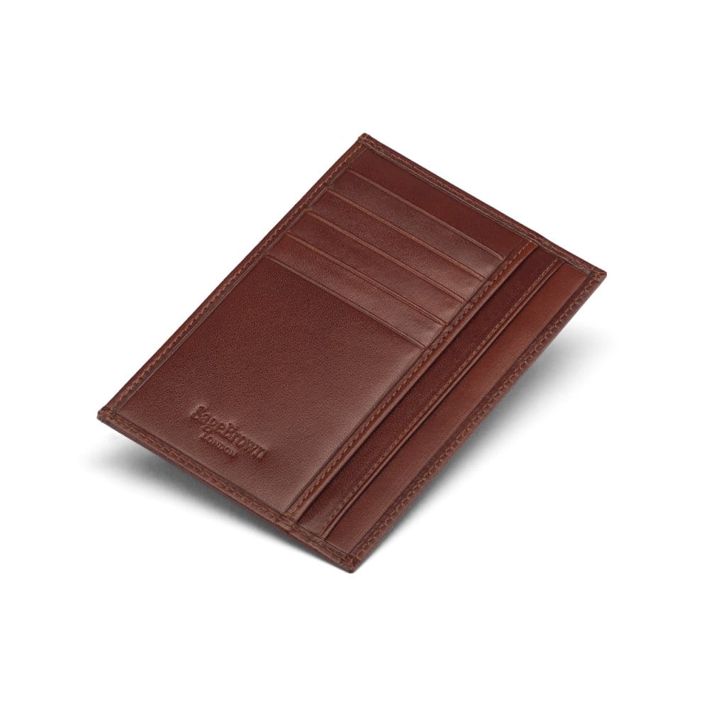 Flat Leather Jotter Wallet 5 CC, Dark Tan | Jotters | SageBrown