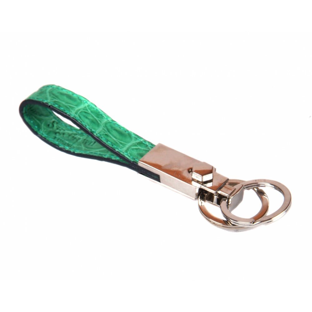 Real Croc Leather Key Fob, Emerald | Key Cases & Fobs | SageBrown