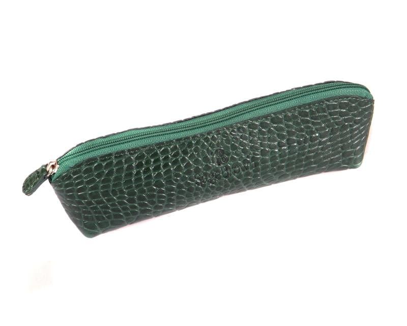 Green Croc Large Leather Pencil Case |Pen Cases | SageBrown
