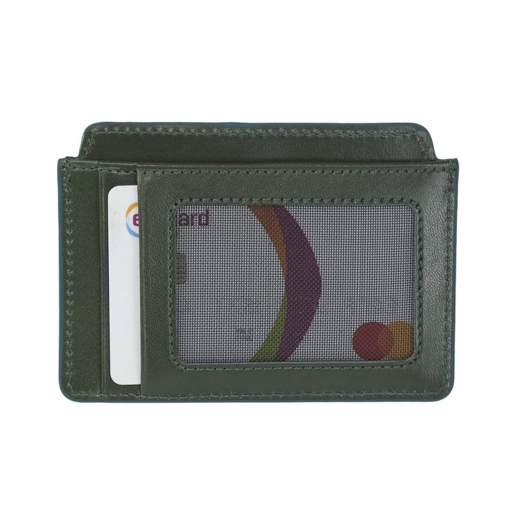 Flat Leather ID Card Case, Green | Flat Cases | SageBrown
