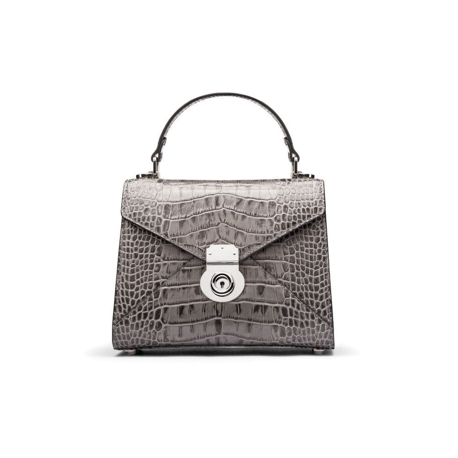 Mini Burnett Bag, Grey Croc | Top Handle Bag | SageBrown