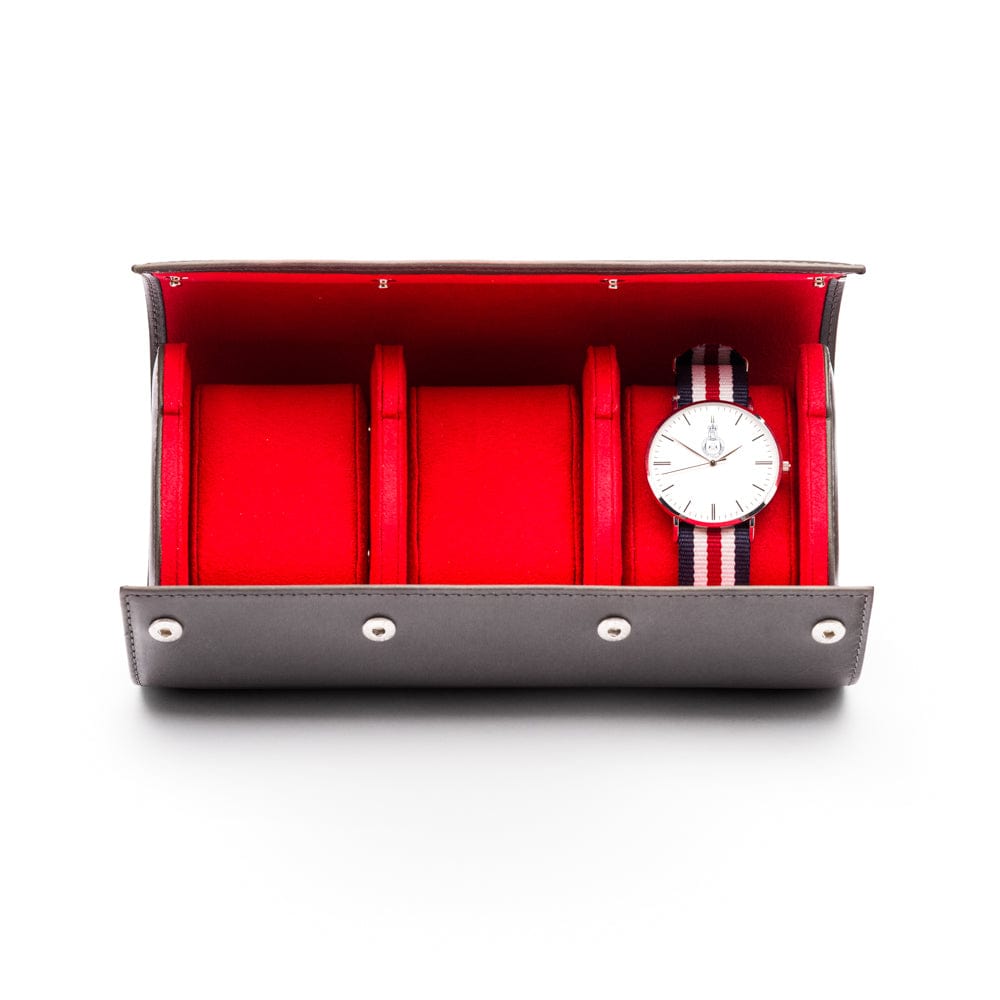 Triple Watch Roll, Grey | Watch Rolls | SageBrown