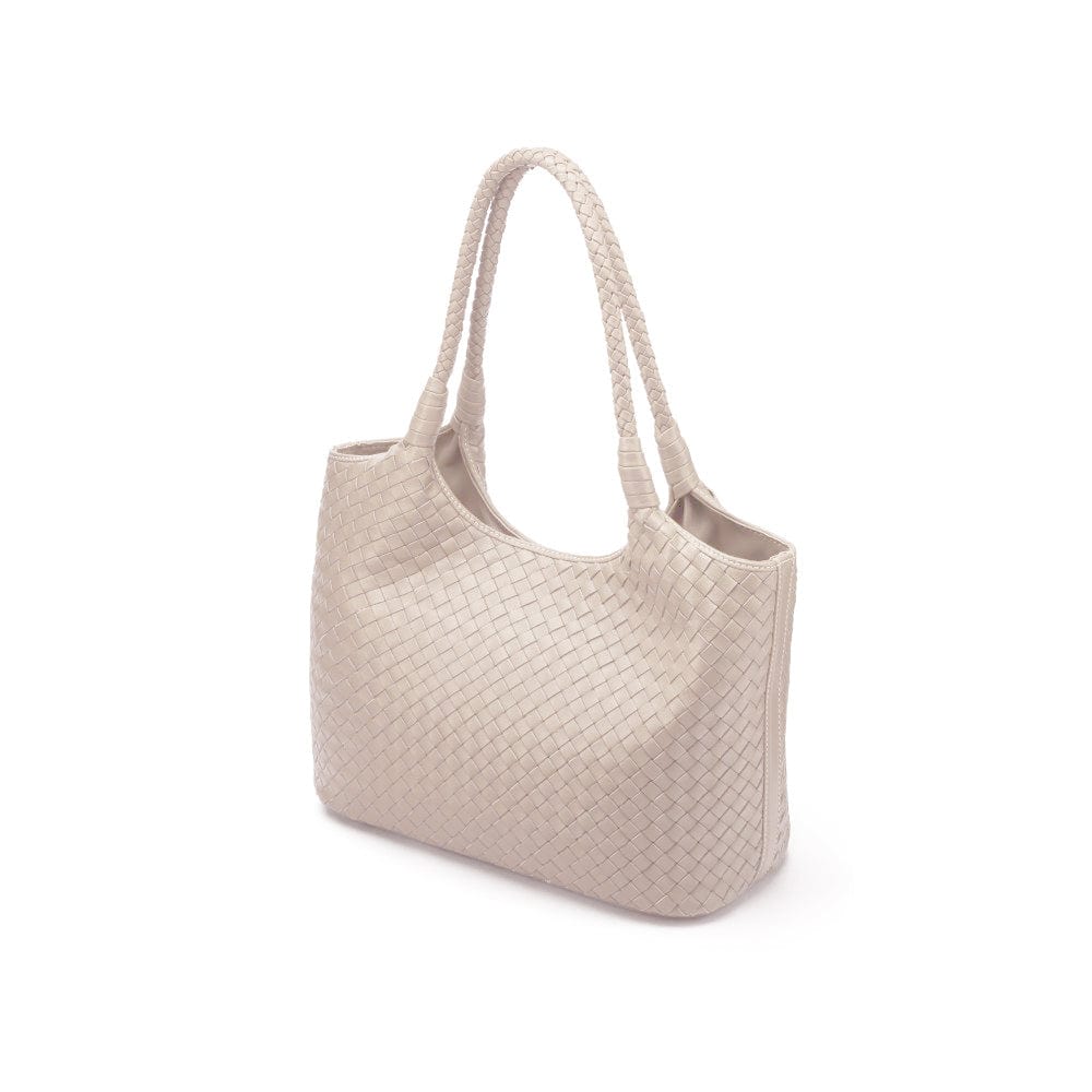 Leather Shoulder Bag, Ivory | Woven Bag | SageBrown