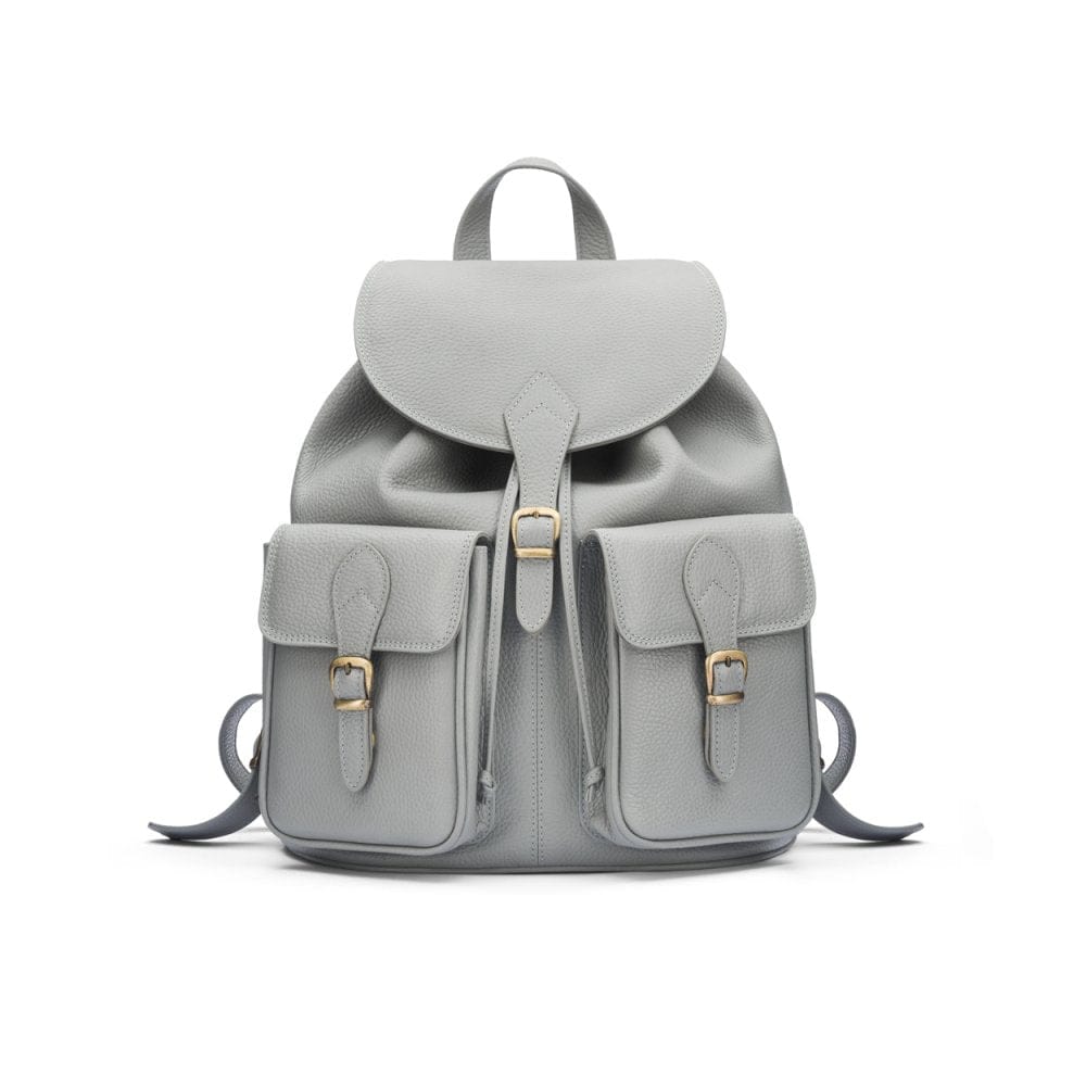 Leather Backpack With Pockets, Grey | Women's Backpacks | SageBrown
