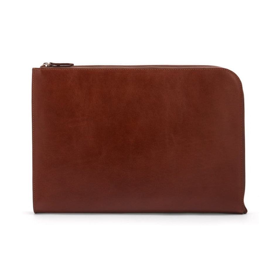 Leather A4 Portfolio With Zip, Light Tan | Document Folders | SageBrown