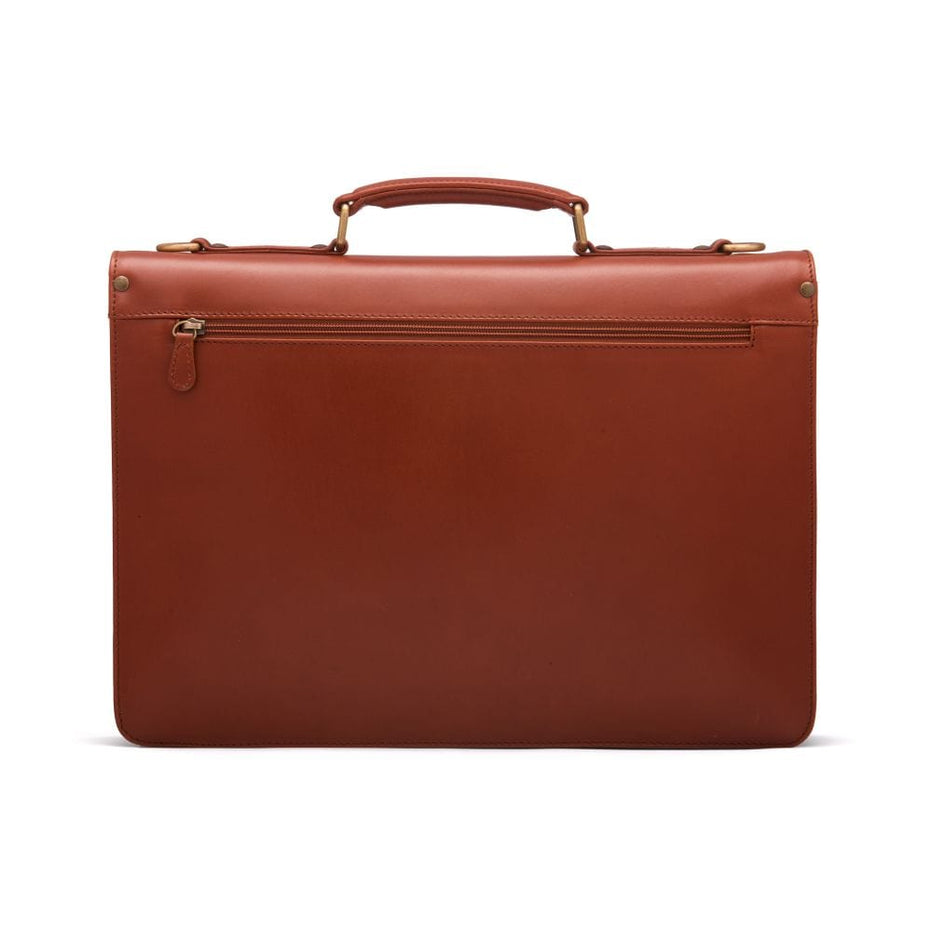 Leather Briefcase, Light Tan With Brass Lock | Briefcase | SageBrown