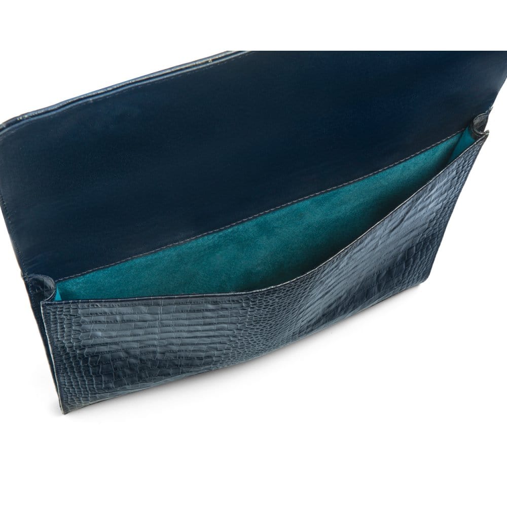 Leather A4 Envelope, Navy Croc | Document Folders | SageBrown