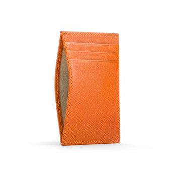 Flat Leather Card Case, Orange | Flat Cards | SageBrown