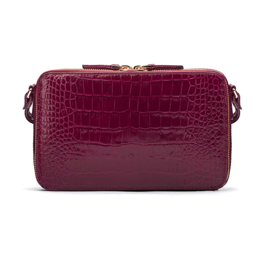 Leather Shoulder Bag, Pink Croc | Shoulder Bags | SageBrown