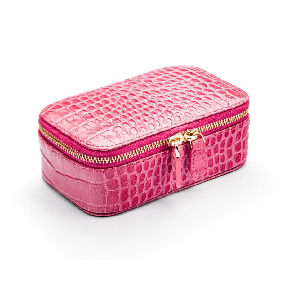 Zip Around Jewellery Case, Pink Croc | Accessory Boxes | SageBrown
