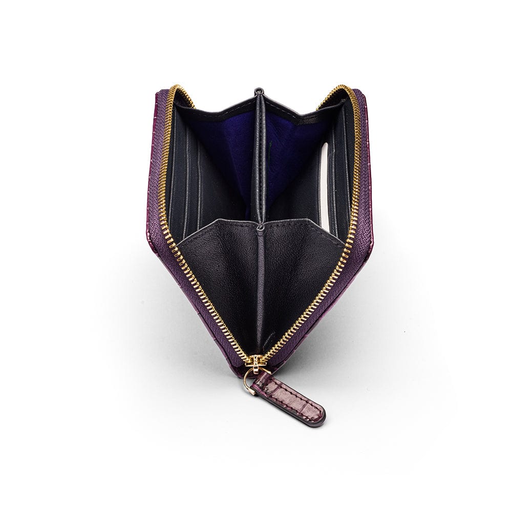 Small Zip Around Purse, Purple Croc | Purses | SageBrown