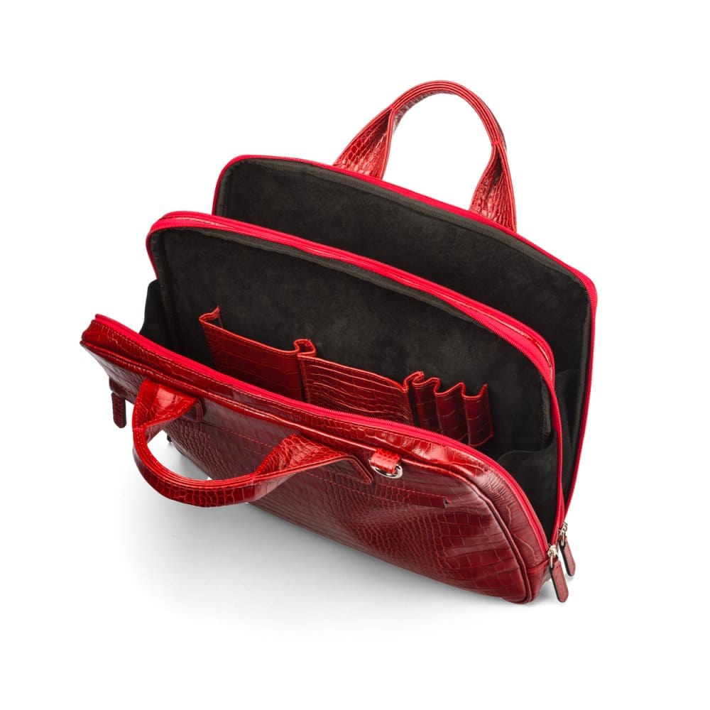 R13” Laptop Bag, Red Croc | Briefcases | SageBrown
