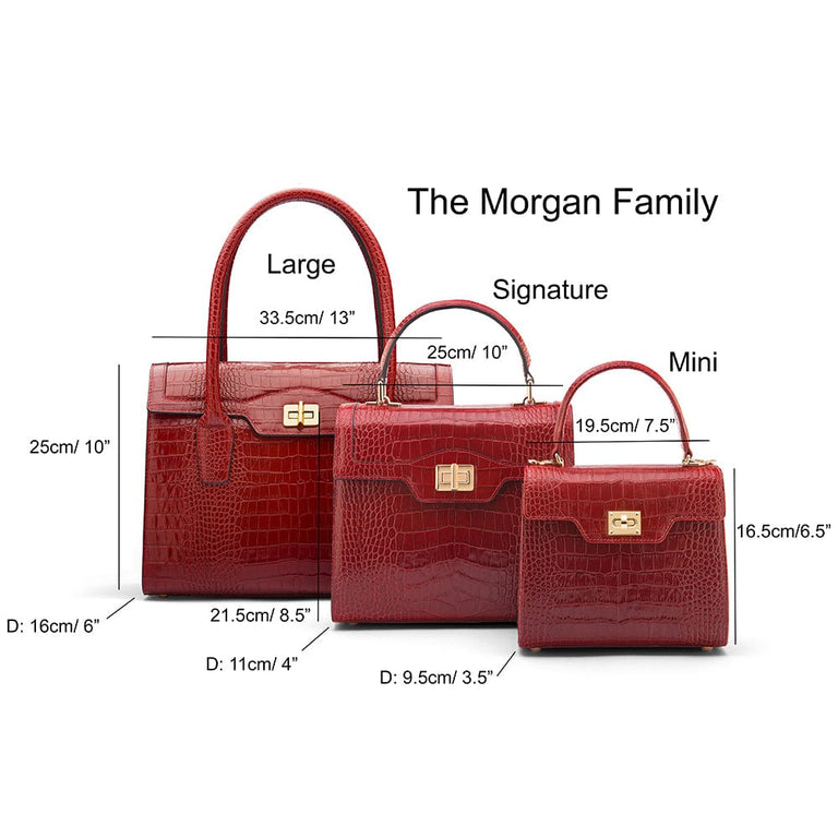 Top Handle Morgan Bag, Red Croc | Top Handle Bag | SageBrown