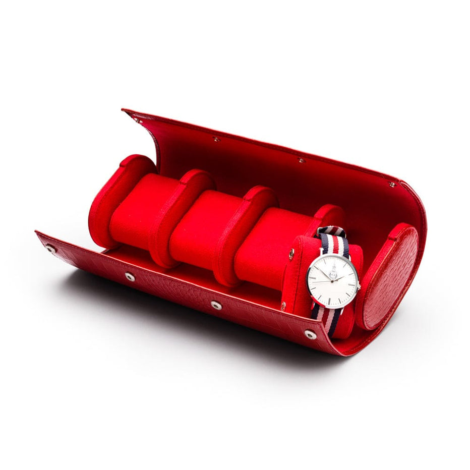 Quadruple Watch Roll, Red Croc | Watch Rolls | SageBrown