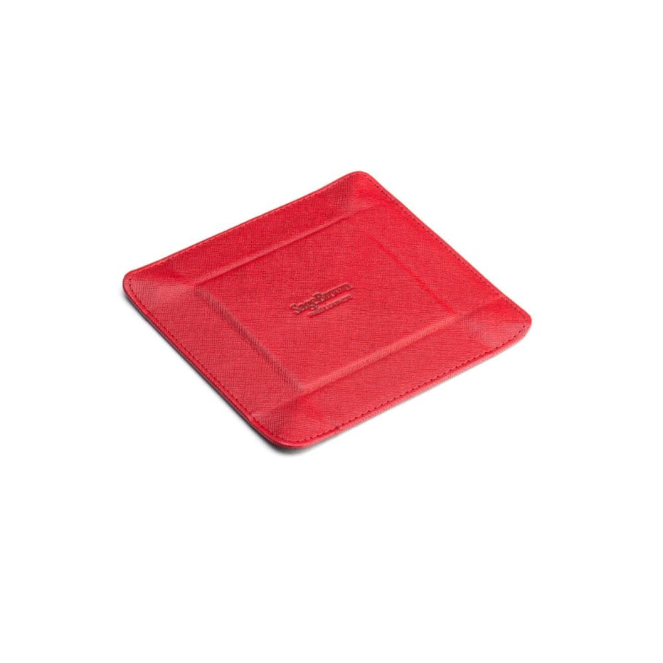 Small Leather Valet Tray, Red With Black | Travel Trays | SageBrown