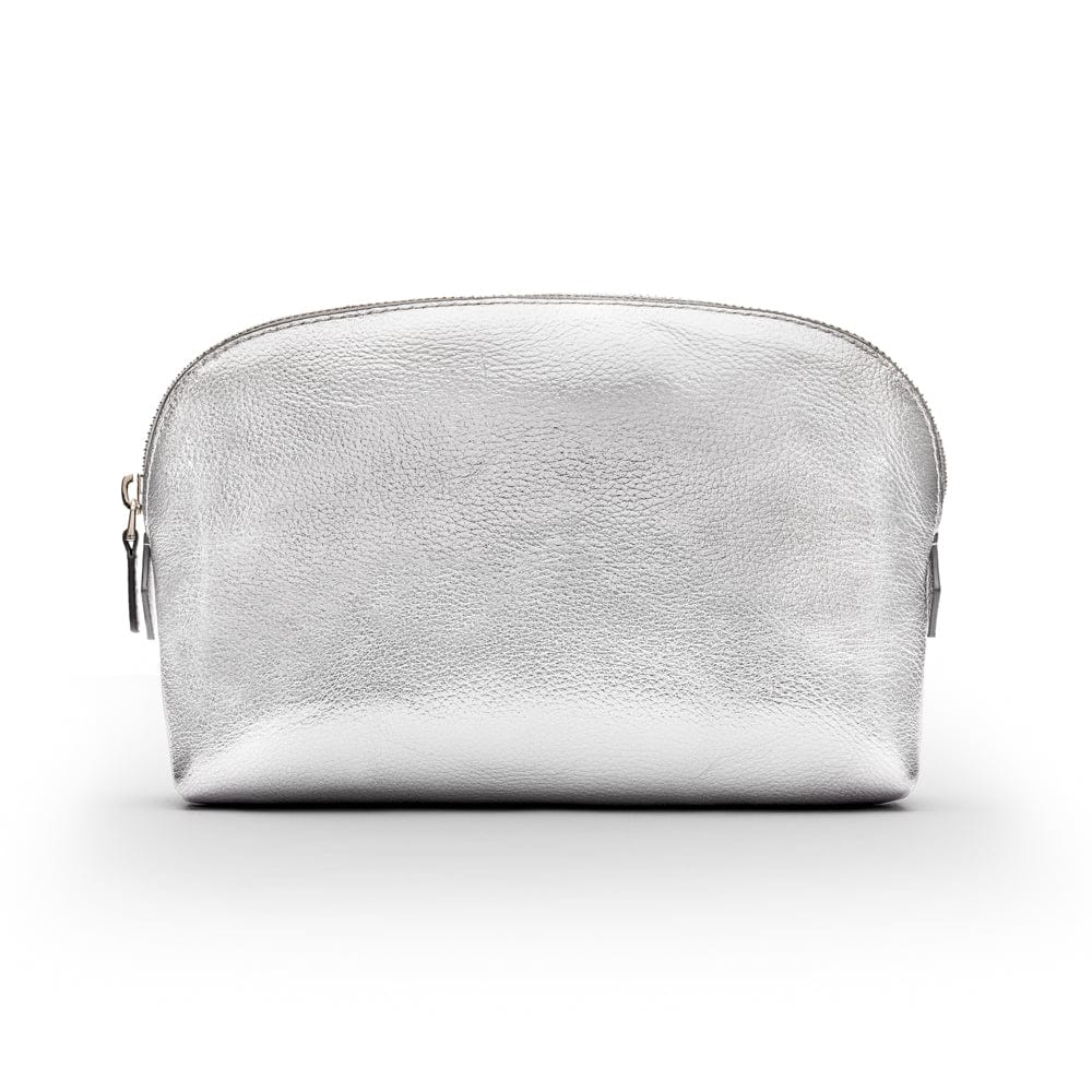 Leather Cosmetic Bag, Silver | Makeup Bags | SageBrown