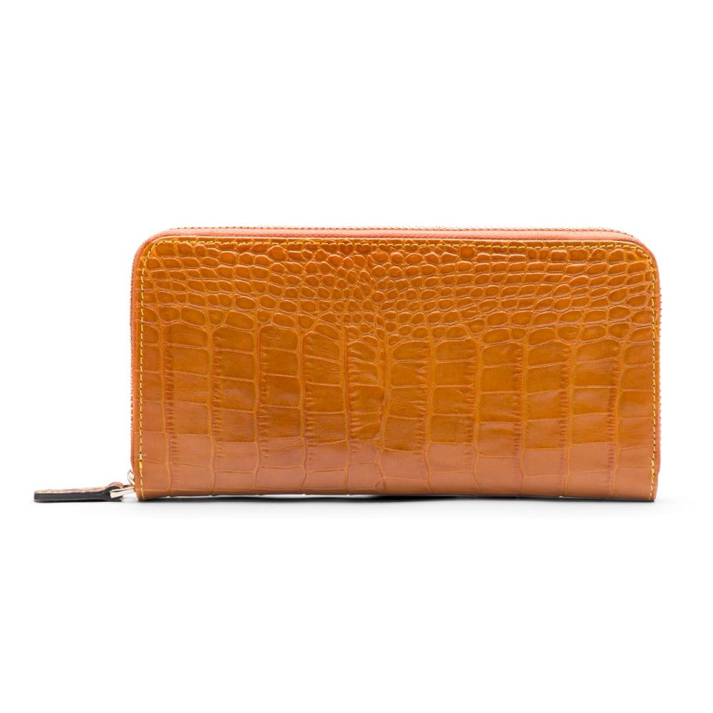 Large Zip Around Purse, Yellow Croc | Large Purses | SageBrown